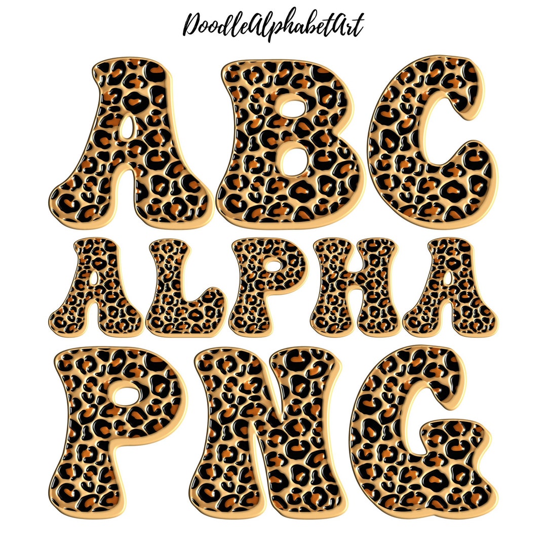 Leopard Print 3D Alphabet PNG: Retro Groovy Letters (digital Download ...