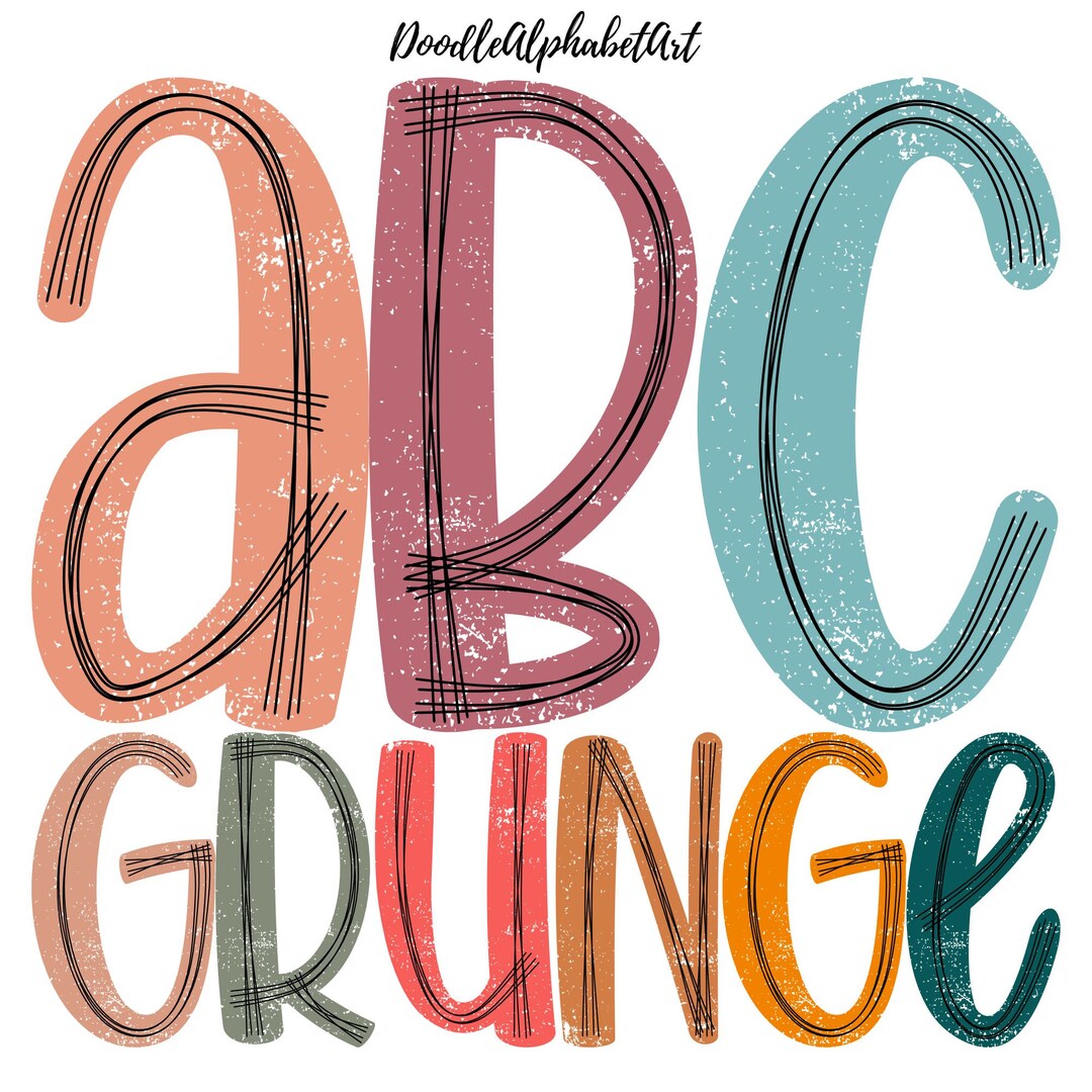 Boho Distressed Letters Bundle With 10 Scribble Alpha Sets - Grunge ...