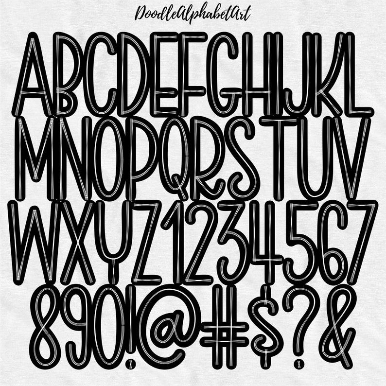 Black & White Scribble Alphabet PNG Bundle, Doodle Letters PNG, Digital ...