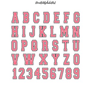 Varsity Teacher Colors Alphabet PNG Bundle: Jersey Outline Letters ...