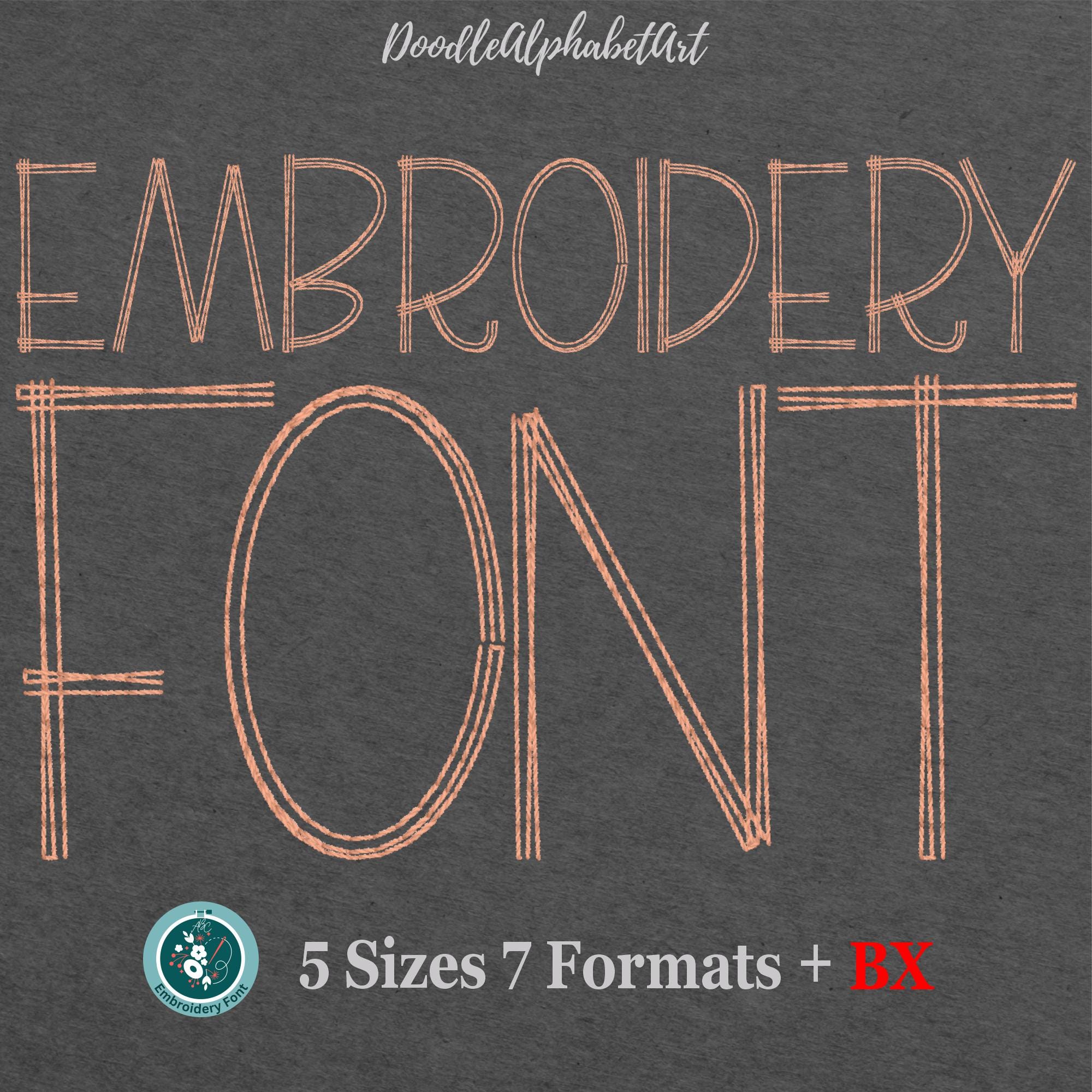 Scribble Embroidery Font: 5 Sizes, 7 Formats + BX (digital Download) - Etsy