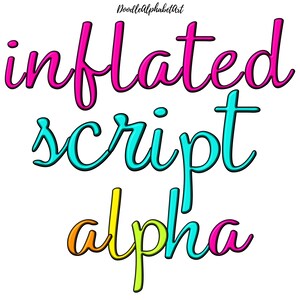 3D Inflated Script Doodle Alphabet PNG Bundle, Handwritting Bright ...