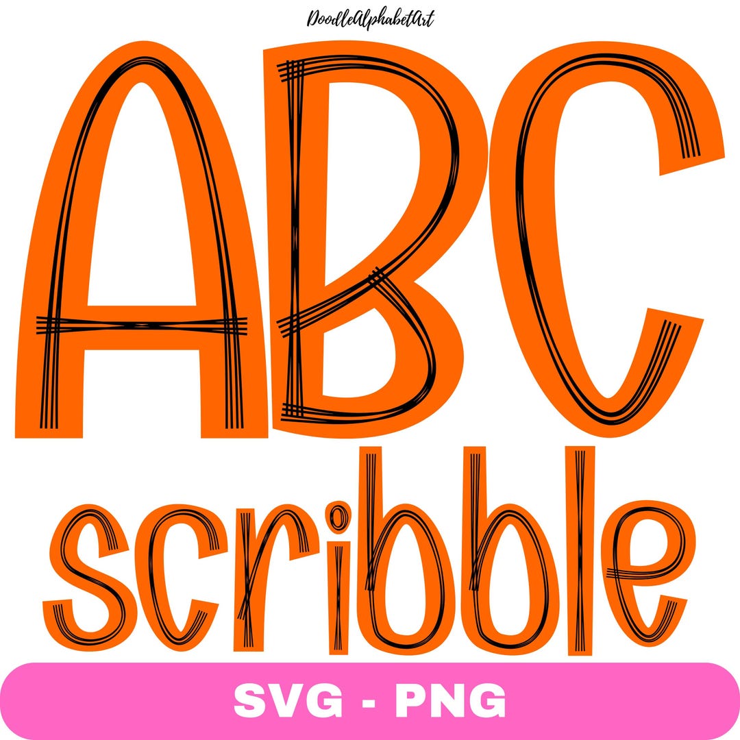 Editable Scribble Combo Alphabet SVG PNG Bundle, Fill With Your Own ...