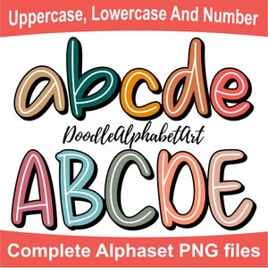 Retro Boho Handwriting Alphabet Bundle - 10 Alpha Set, White Center ...