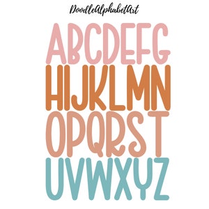 Doodle Alphabet Letters PNG Bundle, Handwritten Font PNG, Earthy Boho ...
