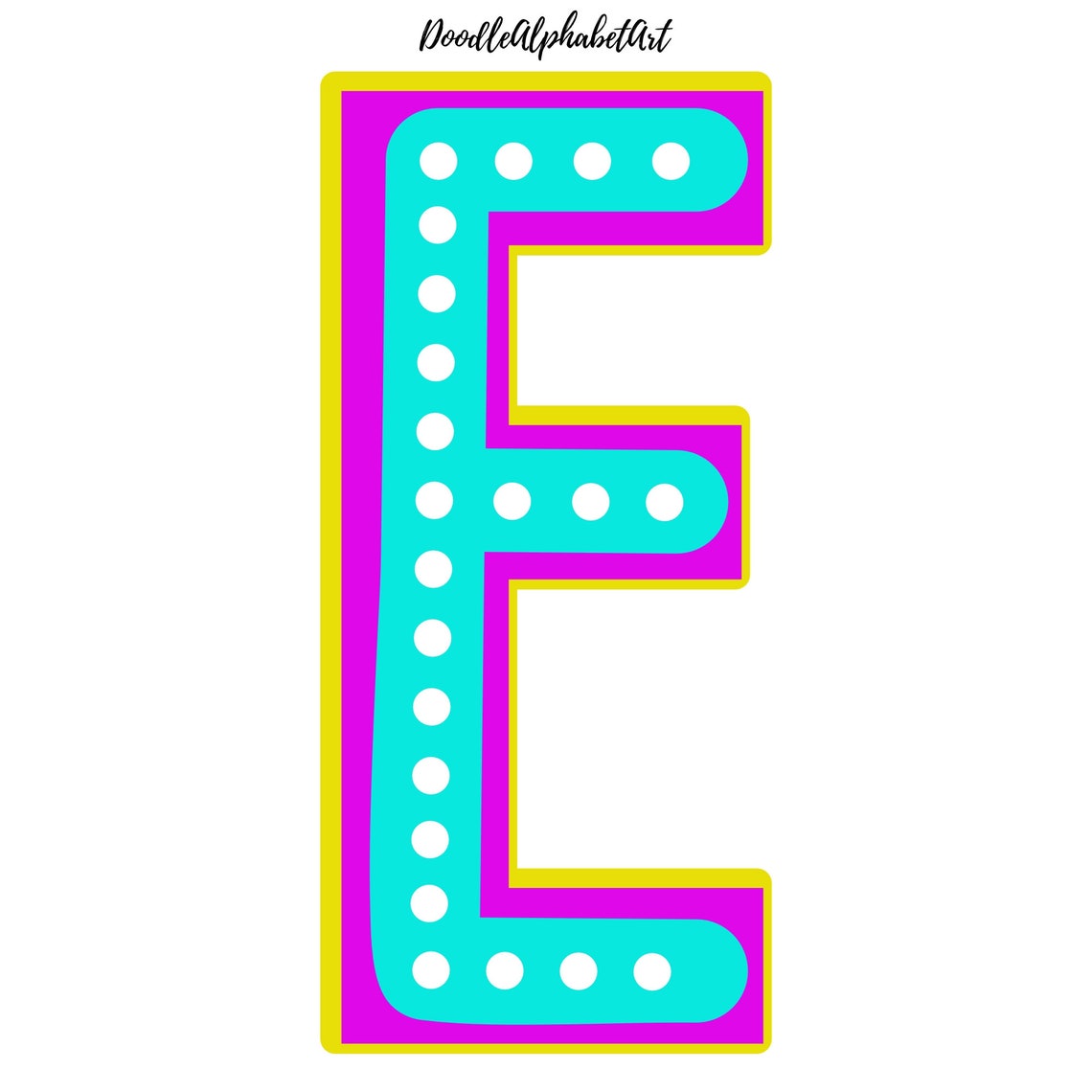 Scribble & Marquee Funky Colorful Alphabet PNG Bundle, Bright Color ...