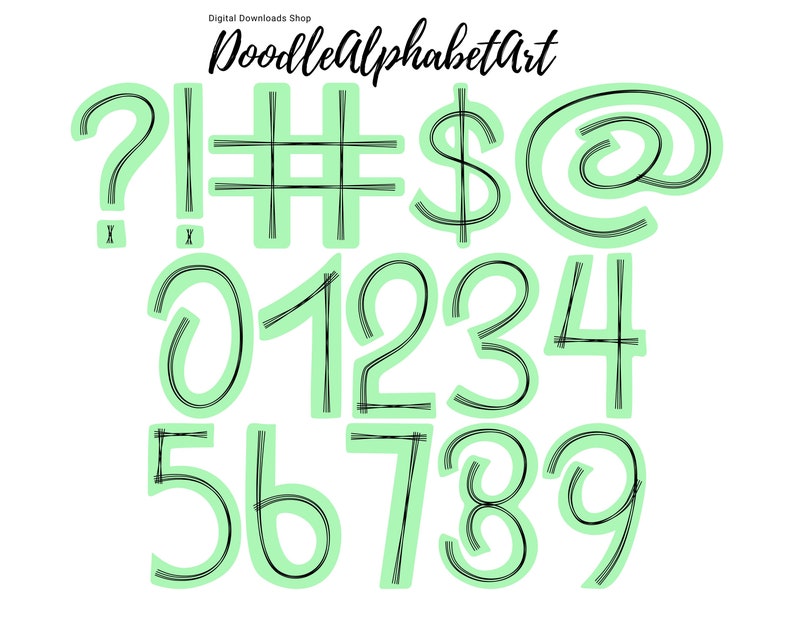 Scribble Letters PNG in 5 Pastel Color Palette Digital Doodle - Etsy