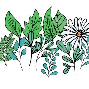 Retro Boho Alphabet Floral & Leaves Set PNG With Clipart, Bohemian Hand ...