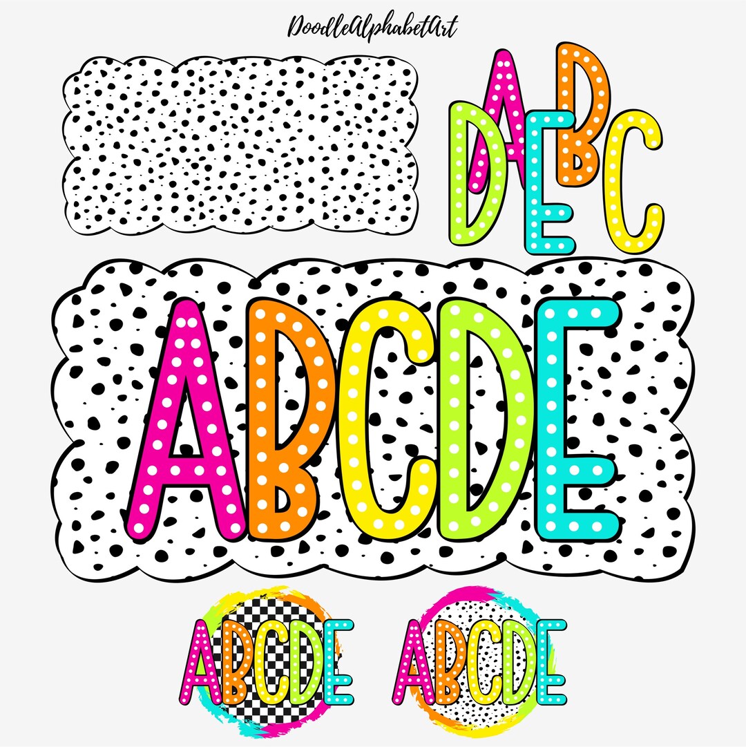 Polka Dot Alphabet PNG: Bright Color Font, Dalmatian Backgrounds ...