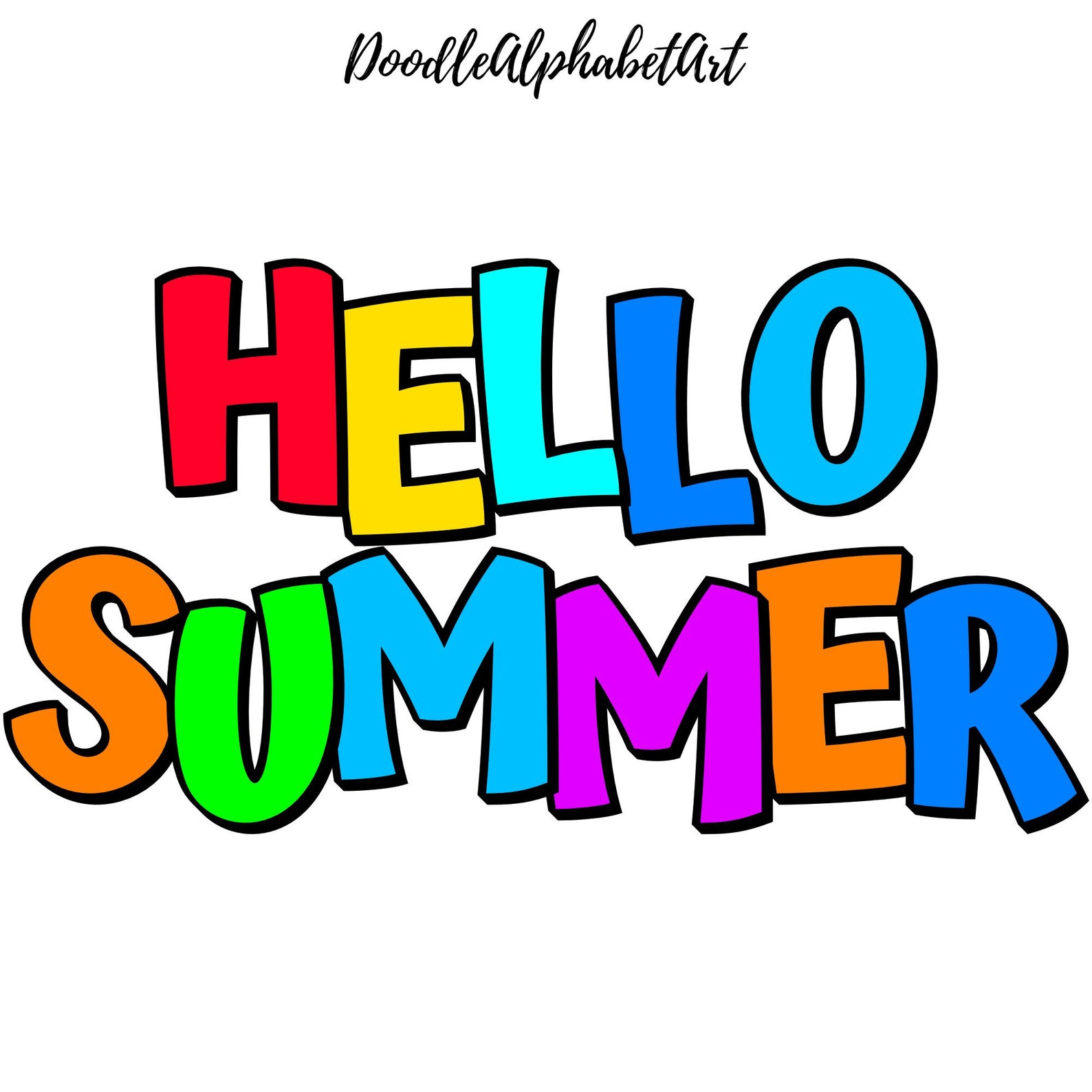 Colorful Kids Alphabet Summer, Doodle Alphabet PNG Bundle, 8 Alpha Sets ...