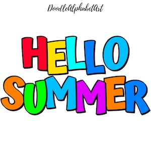 Colorful Kids Alphabet Summer, Doodle Alphabet PNG Bundle, 8 Alpha Sets ...