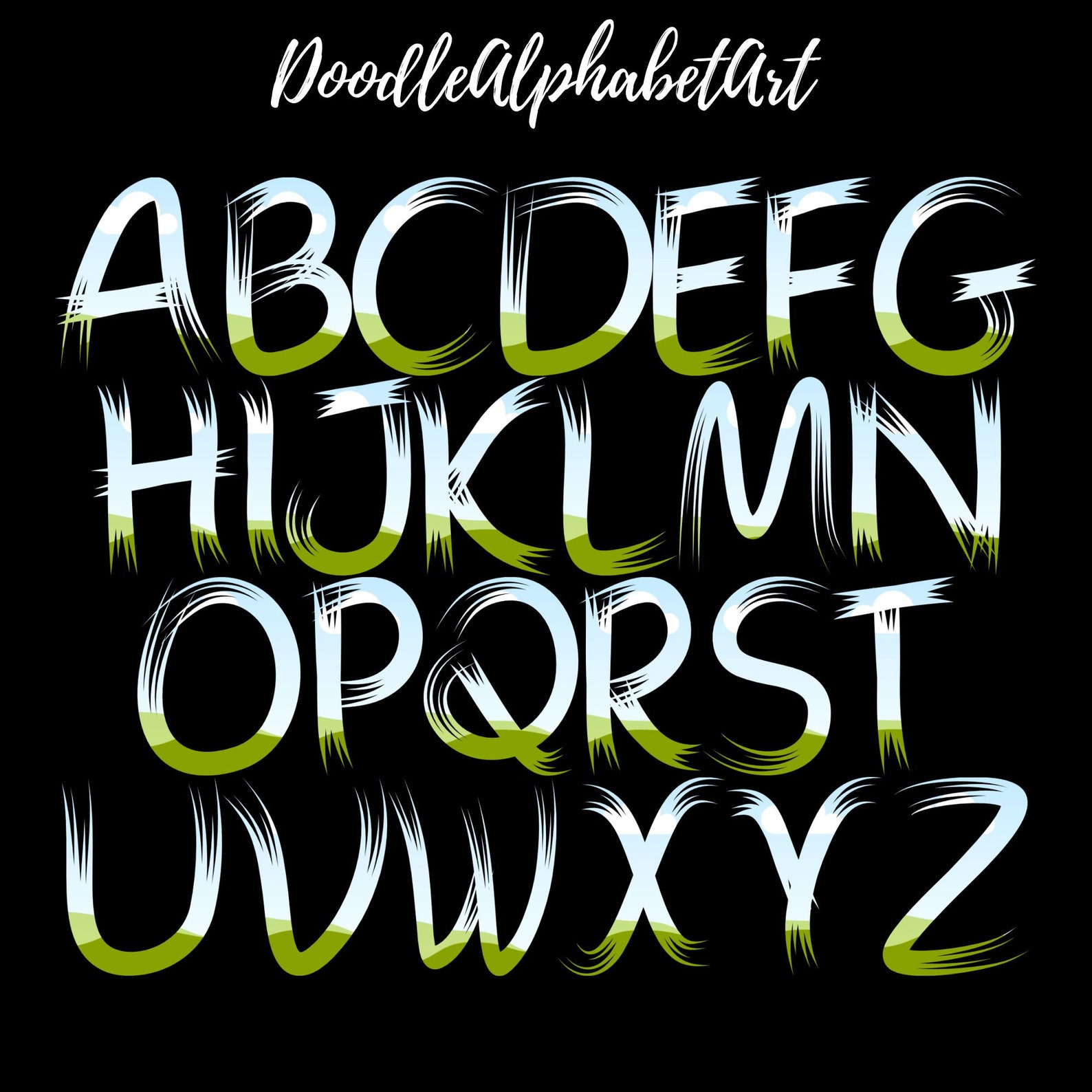 Brush Stroke Canva Frame Alphabet, Hand Lettering, Urban Modern ...
