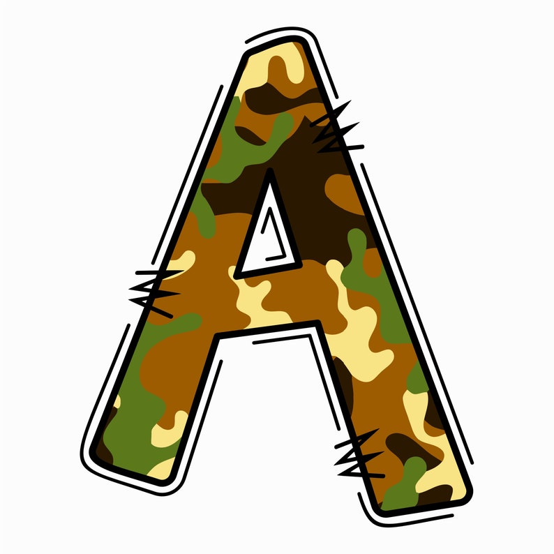 Camo Doodle Alphabet Letters PNG Bundle Sublimation Designs - Etsy