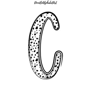 Dalmatian Dots Outline Scribble Alphabet PNG, Black and White Color ...