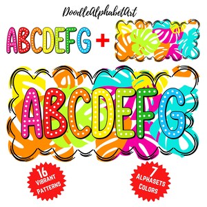 Tropical Leaf Alphabet PNG Bundle: Bright Polka Dot Letters (digital ...