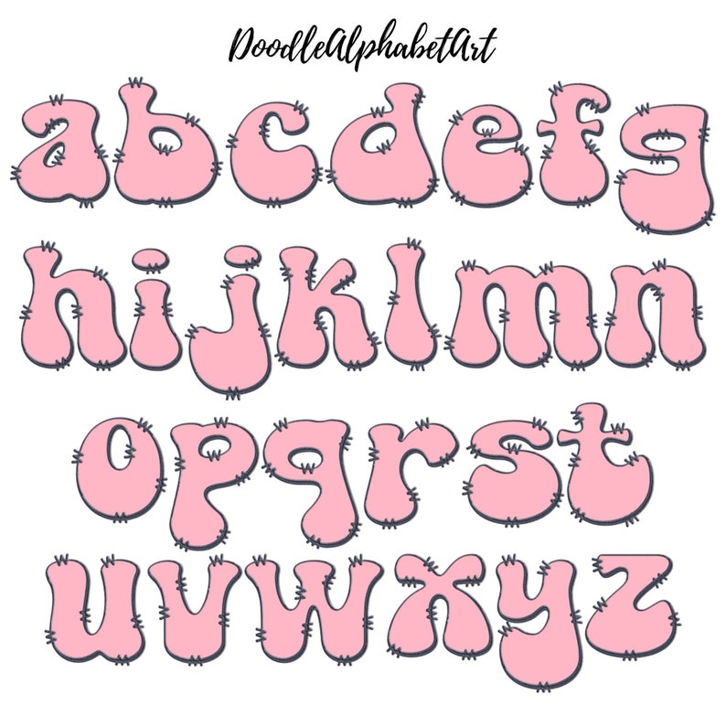 Groovy Faux Stitch Embroidery Font: Teacher PNG Alphabet (digital ...