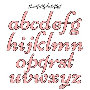 Chic Script Font Doodle Alphabet Letters PNG Bundle - Pastel Color ...