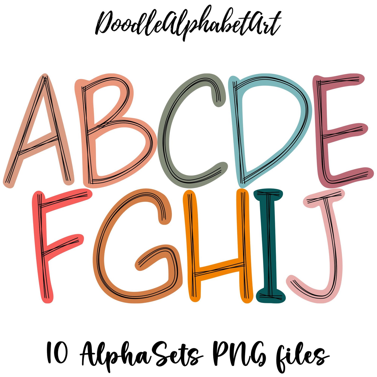 Scribble Doodle Alphabet Letters PNG Organic Handwriting - Etsy