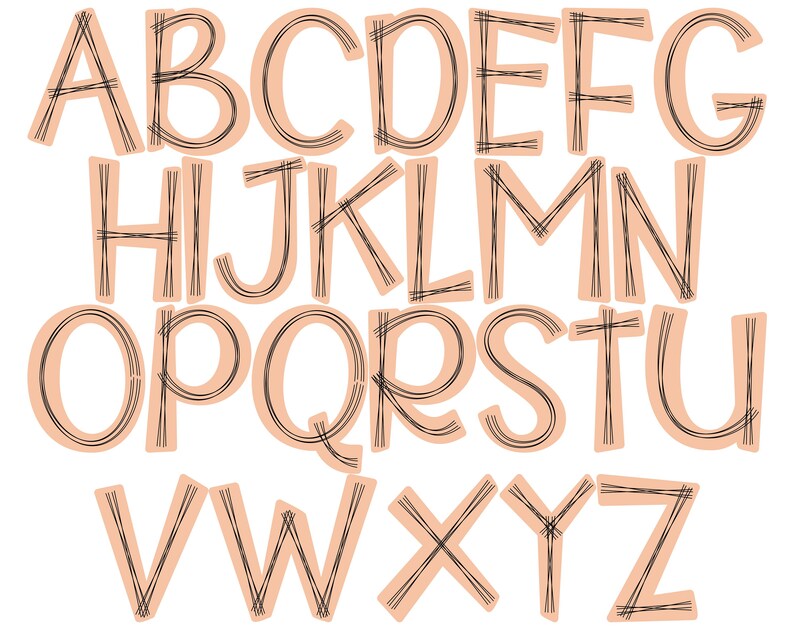 Scribble Alphabet Letters Png in 5 Colors Boho Desert Dreams - Etsy