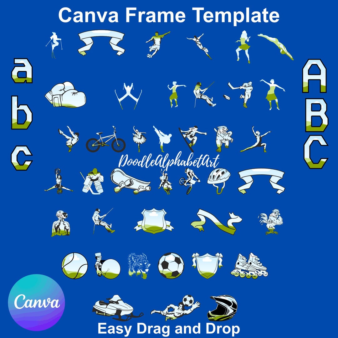 Editable Mega Sport Bundle CANVA Frames With Alphabet Sport - Etsy