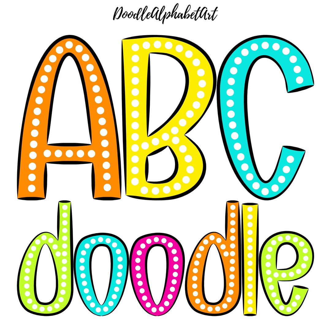 Polka Dot Marquee Letters PNG Bundle: Bright Color Alphabet (digital ...