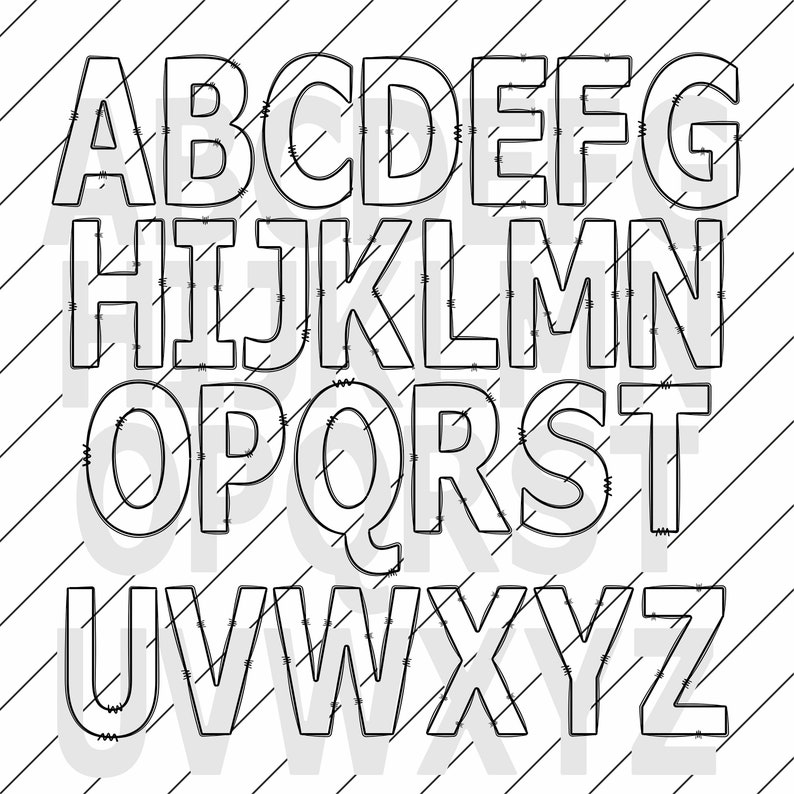 Doodle Letters Digital Alphabet PNG SVG With Transparent - Etsy