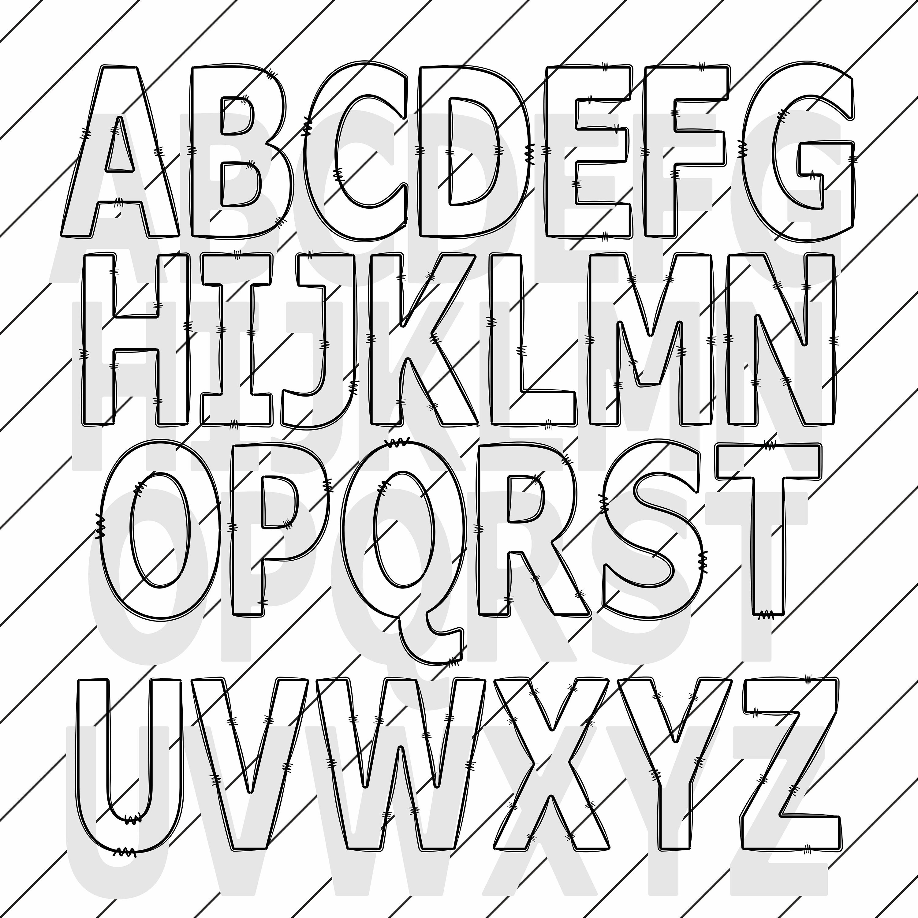Doodle Letters Digital Alphabet PNG SVG With Transparent - Etsy