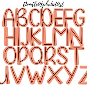 Boho Doodle Alphabet Letters PNG Bundle: Earthy Scribble Font (digital ...