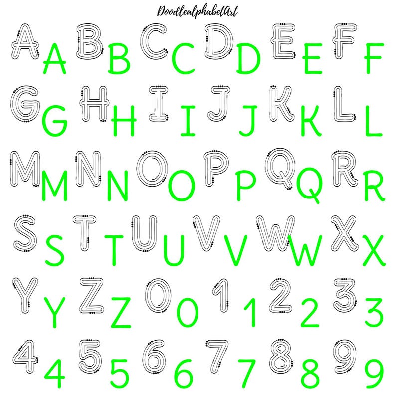 Fillable Blank Lines Dots & Scribble Alphabets Doodle SVG PNG, Letters ...