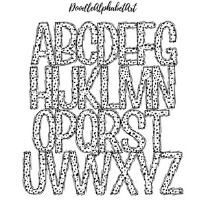 Dot Dalmatian Letters PNG Bundle, Handwritten Doodle Alphabet Letters ...