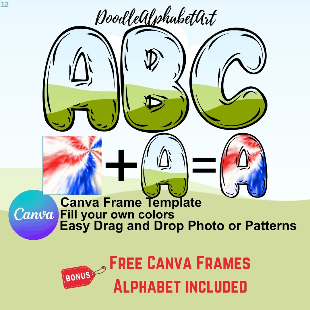 Canva Frames Doodle Bubble Alphabet Letters Font, Curve Wave Line ...
