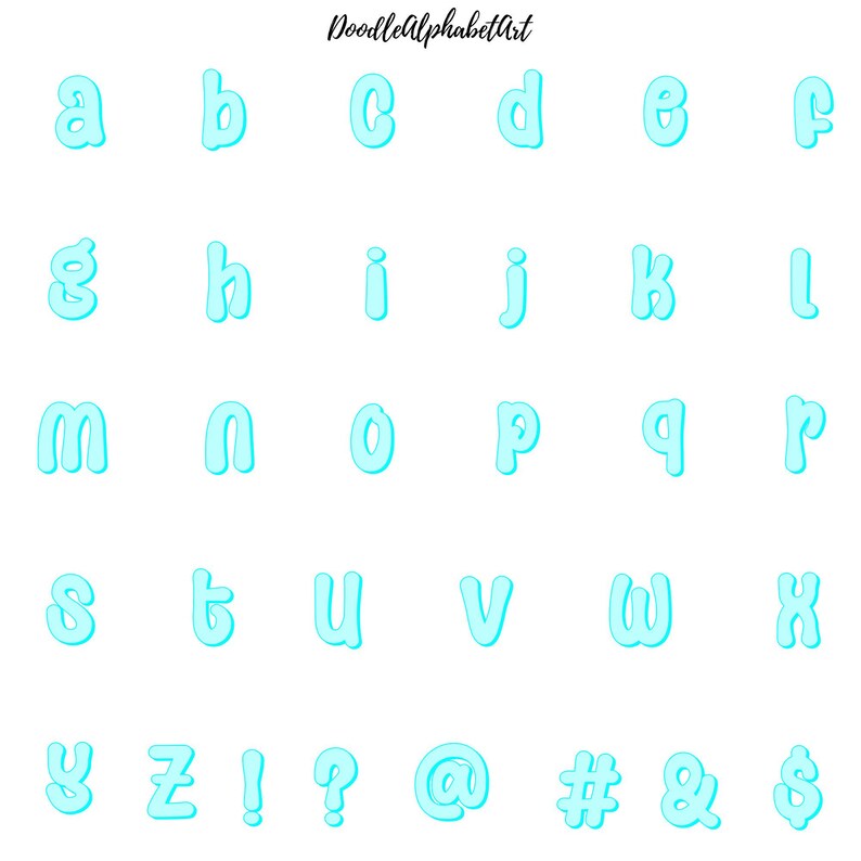 Preppy Doodle Alphabet PNG Bundle, Colorful Letters, Numbers (digital ...
