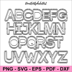 Oulined Dots Doodle Alphabet Handwritten Letters SVG PNG Eps Pdf Dxf ...