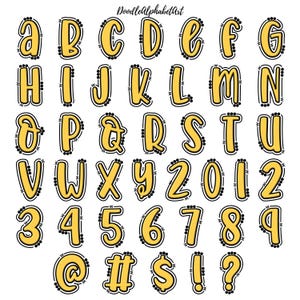Inflated 3D Summer Doodle Alphabet Lines and Dots PNG Bundle, Letters A ...