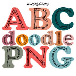 Boho Earth Tones Alphabet Bundle - 10 Sets of Scribble Doodle Letters ...