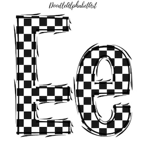 Checkered Letters PNG, Black and White Checkerboard Doodle Alphabet PNG ...