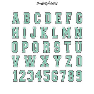 Varsity Teacher Colors Alphabet PNG Bundle: Jersey Outline Letters ...