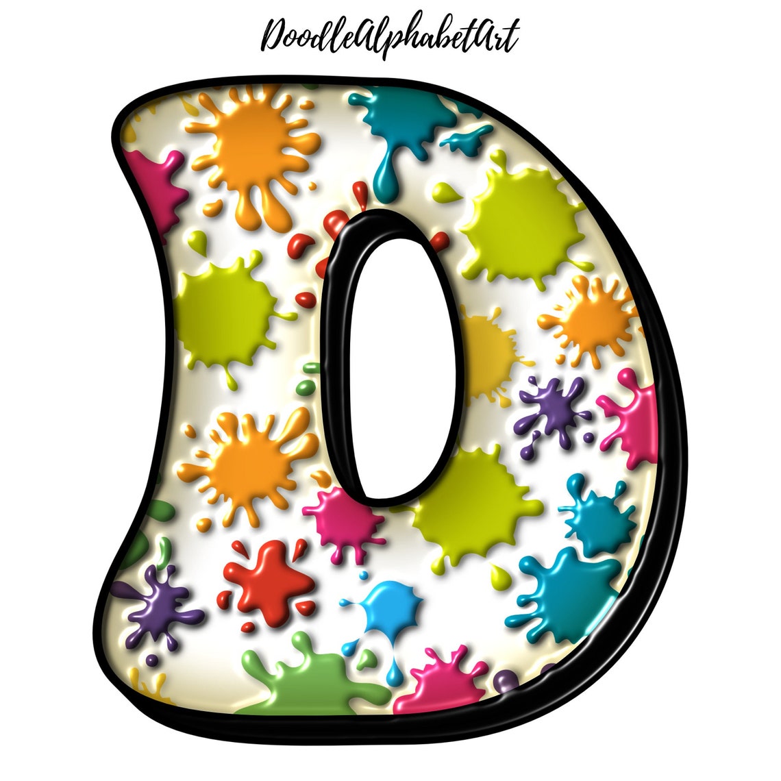 3D Paint Splatter Alphabet PNG: Retro Groovy Letters (digital Download ...