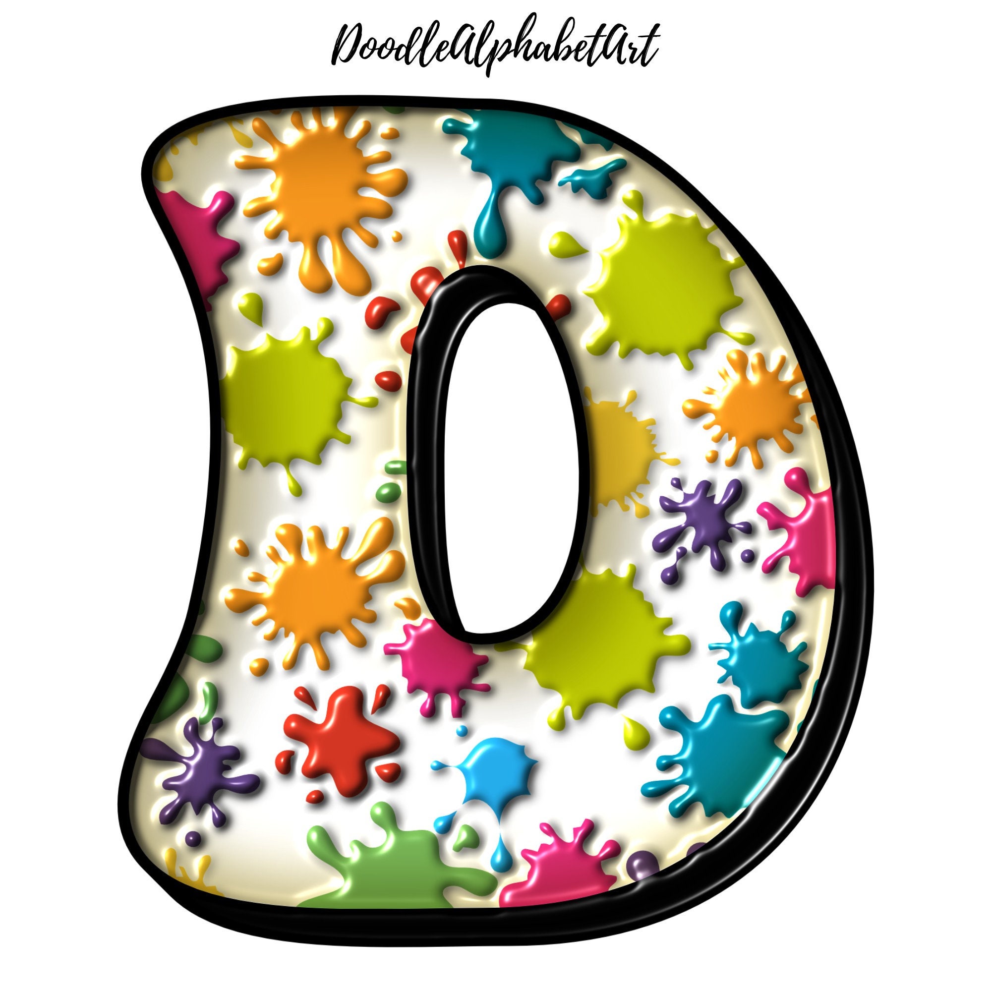3D Paint Splatter Alphabet PNG: Retro Groovy Letters (digital Download ...