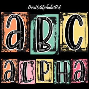 Teacher Font PNG, Grunge Blocks With Letters in 5 Alphapacks, Scribbled ...