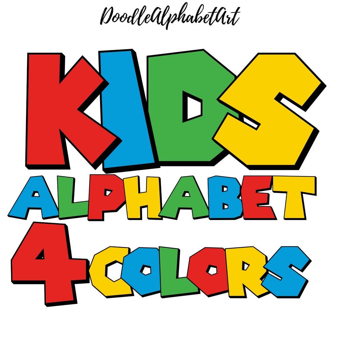 Kids Alphabets PNG Bundle, Colorful Letters A-Z, Numbers, Blue, Green ...
