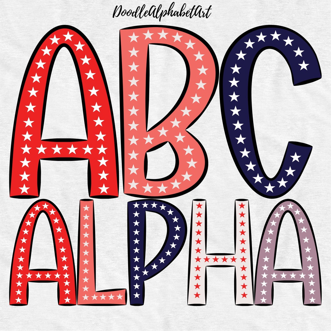 Patriotic Alphabet PNG: 4th of July American Flag Letters (digital ...