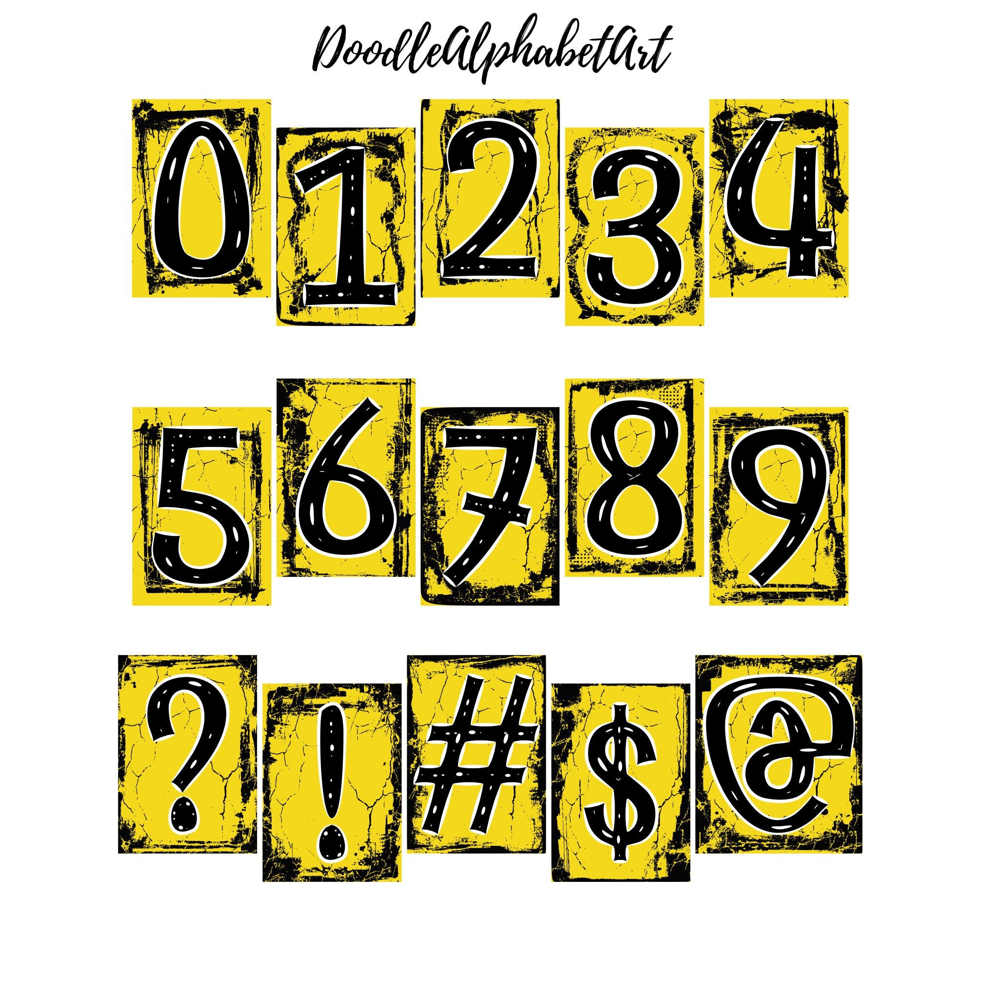 Grunge Block Alphabet PNG: Distressed Font, Bright Color (digital ...