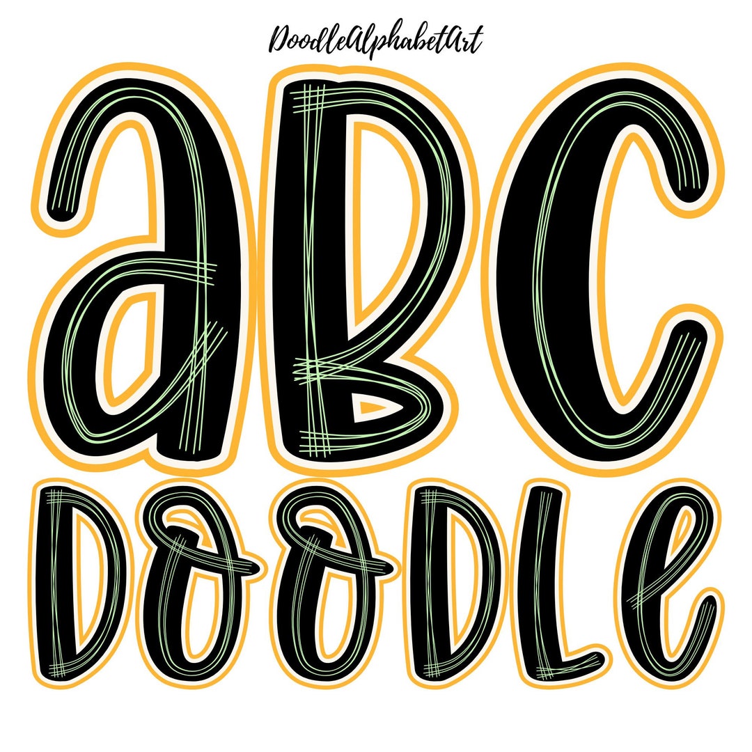 Scribble Letters PNG Bundle Spring Wood, Washed Out Green, Black ...