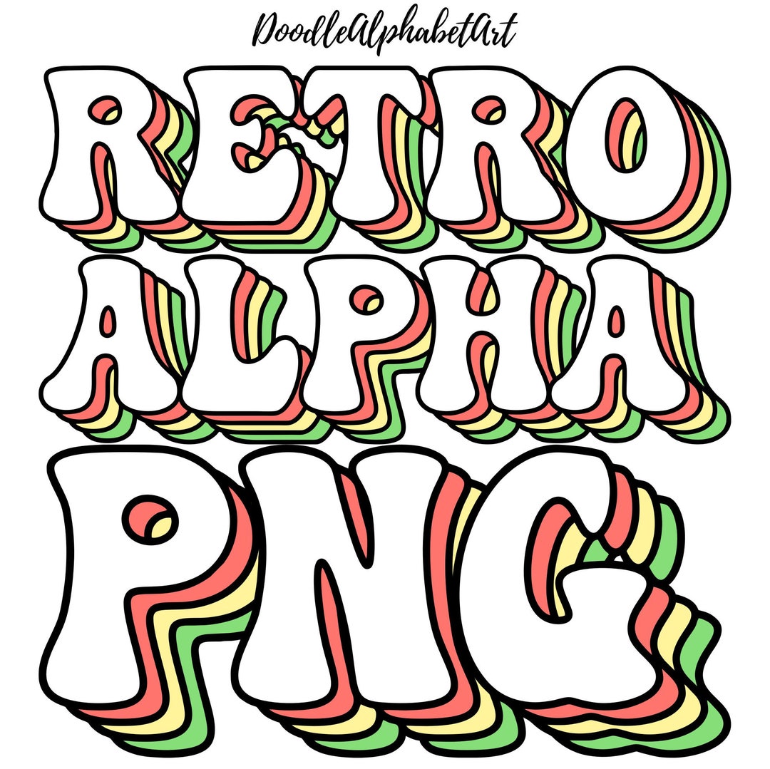 Retro Groovy Alphabet PNG: Pastel Hand-drawn Letters (digital Download ...
