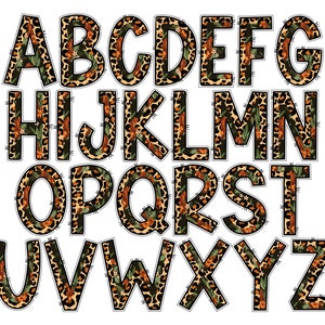 Half Leopard Alphabet Digital Letters PNG, Half Tropical Tiger Palm ...