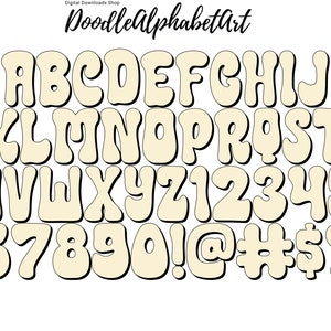 Boho Retro Alphabet Set Letters Png in 6 Colors, Boho Retro Doodle ...