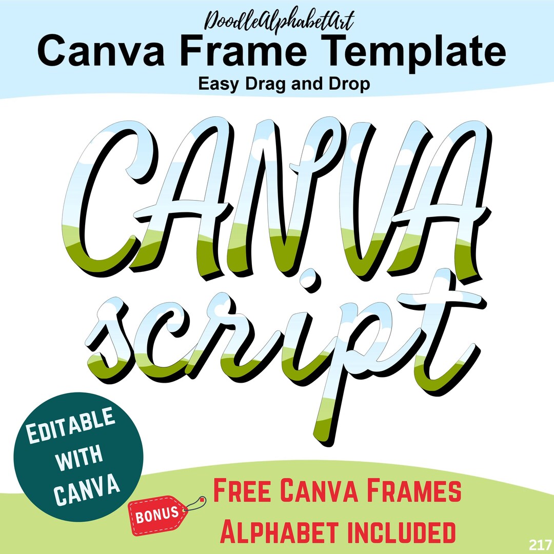 Canva Frames Letters: Outline Script Alphabet (digital Download) - Etsy