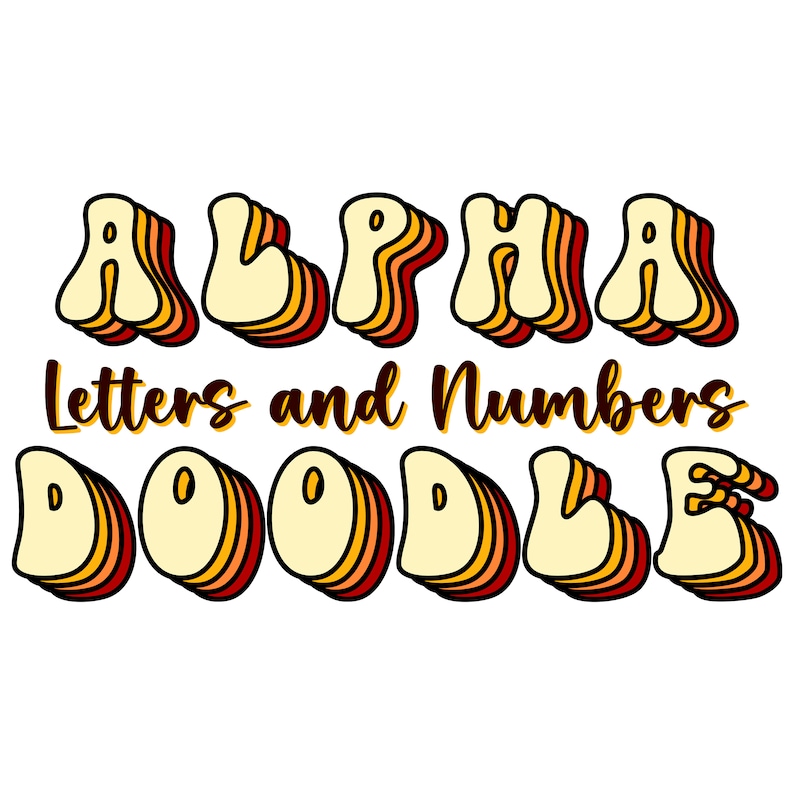 Doodle Retro Alpha PNG. Groovy Alphabet Letters Clipart Brick - Etsy