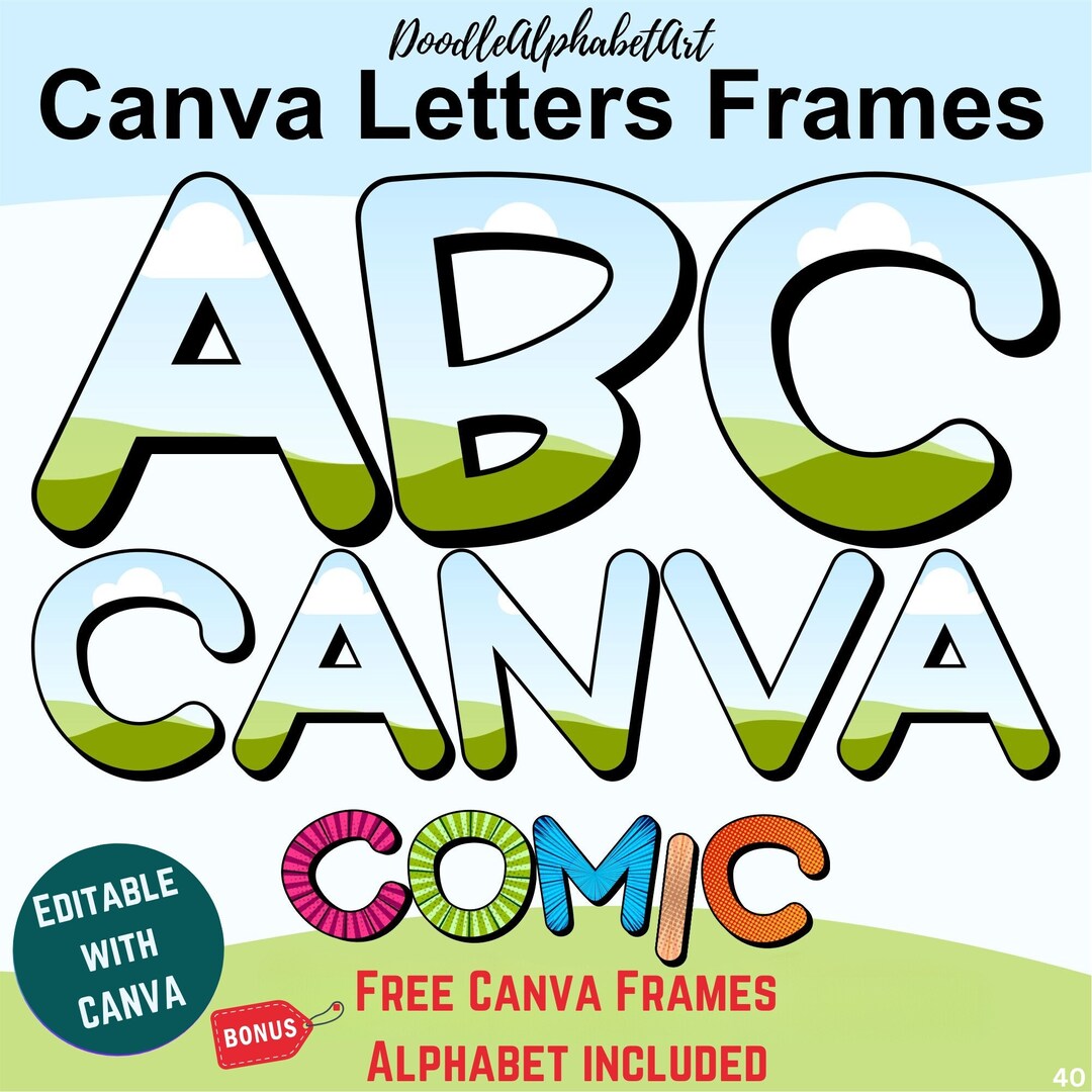 Comic Alphabet Canva Frames: Handwritten Letters (digital Download ...
